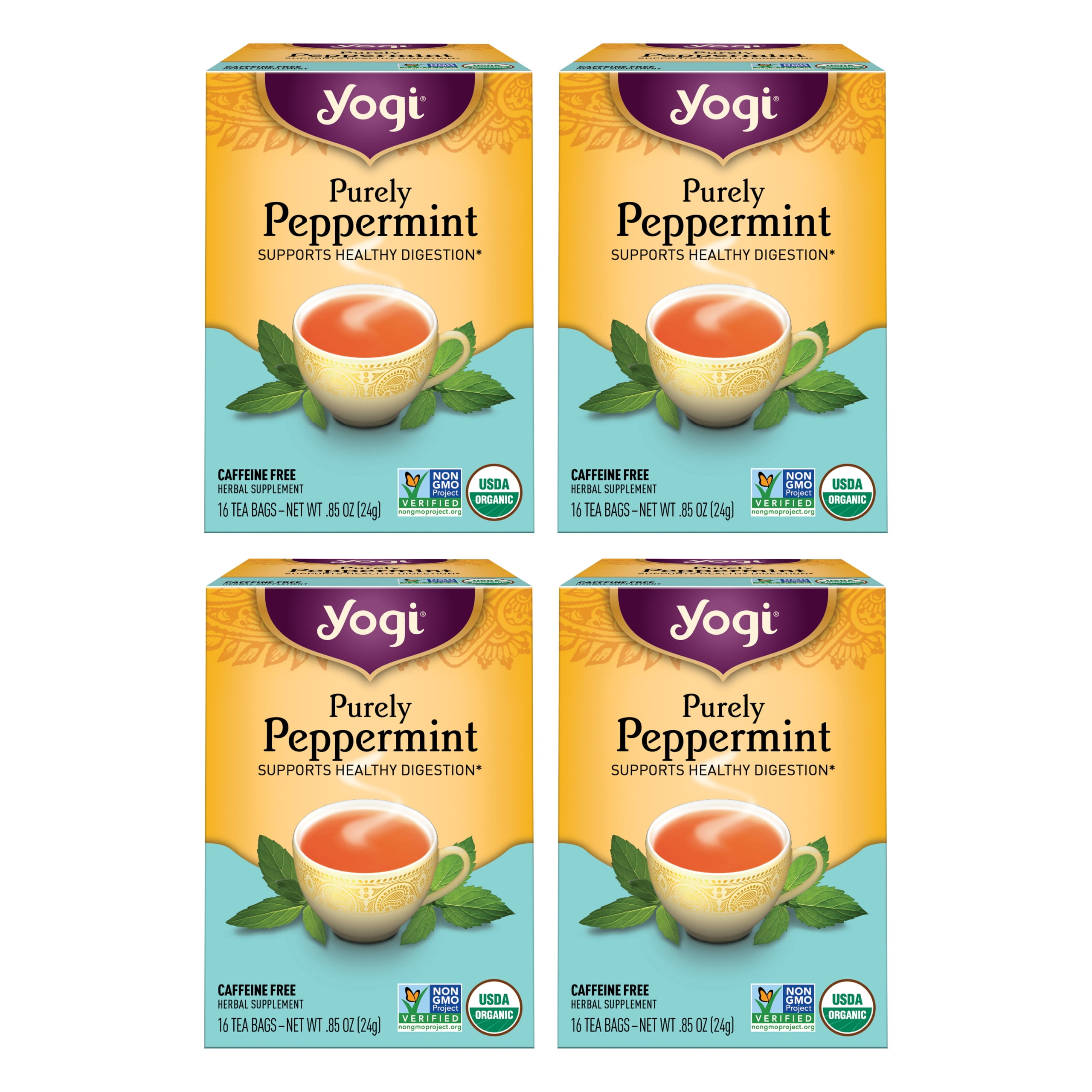 Yogi Tea Healthy Purely Peppermint, Organic Herbal Wellness Tea Bags, 4 ...