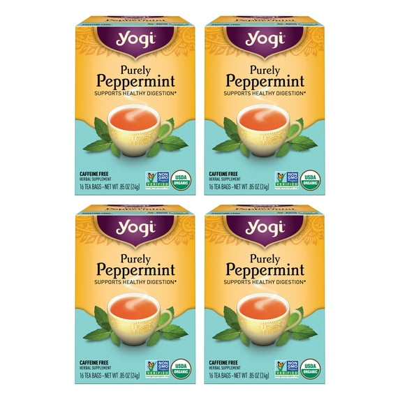Yogi Tea Healthy Purely Peppermint, Organic Herbal Wellness Tea Bags, 4 ...