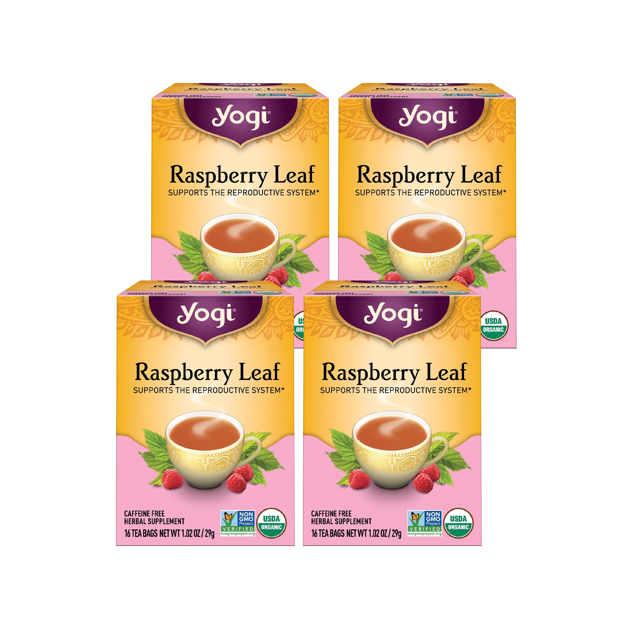 Yogi Tea Raspberry Leaf, Organic Herbal Tea, Wellness Tea Bags, 4 Boxes ...