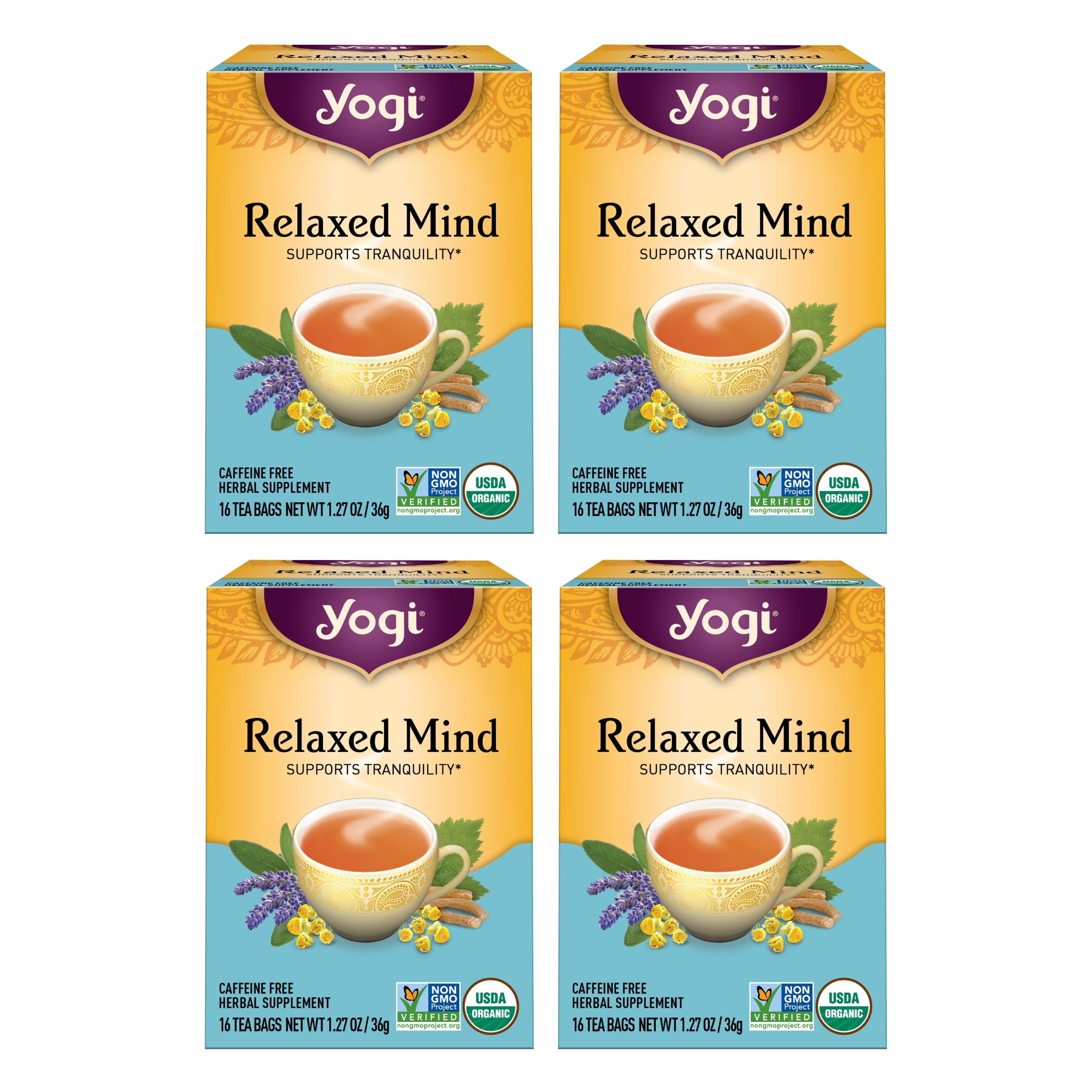 Yogi Tea Relaxed Mind, Caffeine-Free Organic Herbal Tea, Wellness Tea ...