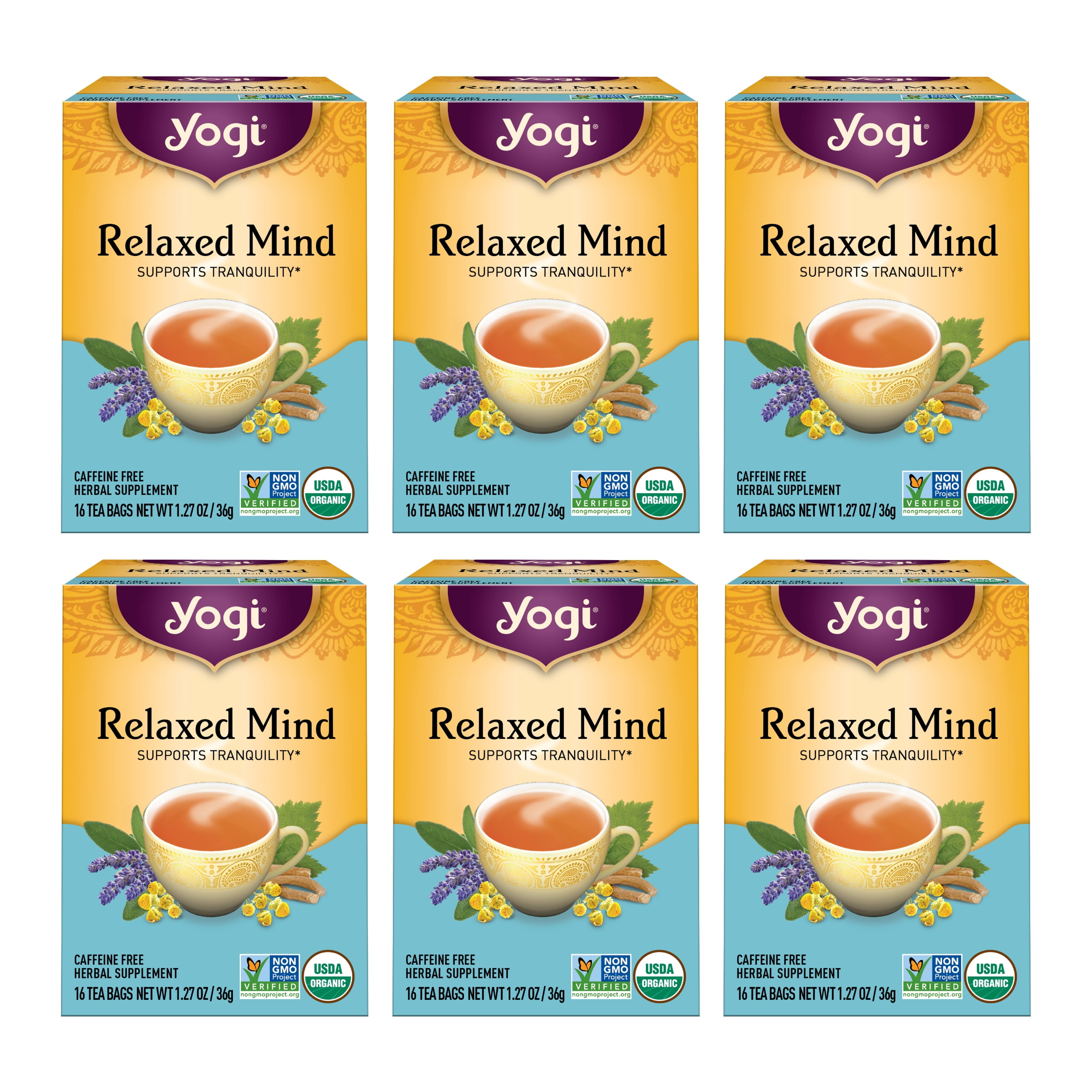 Yogi Organic Herbal Tea, Relaxed Mind with Ashwagandha, Lavender & Sage ...