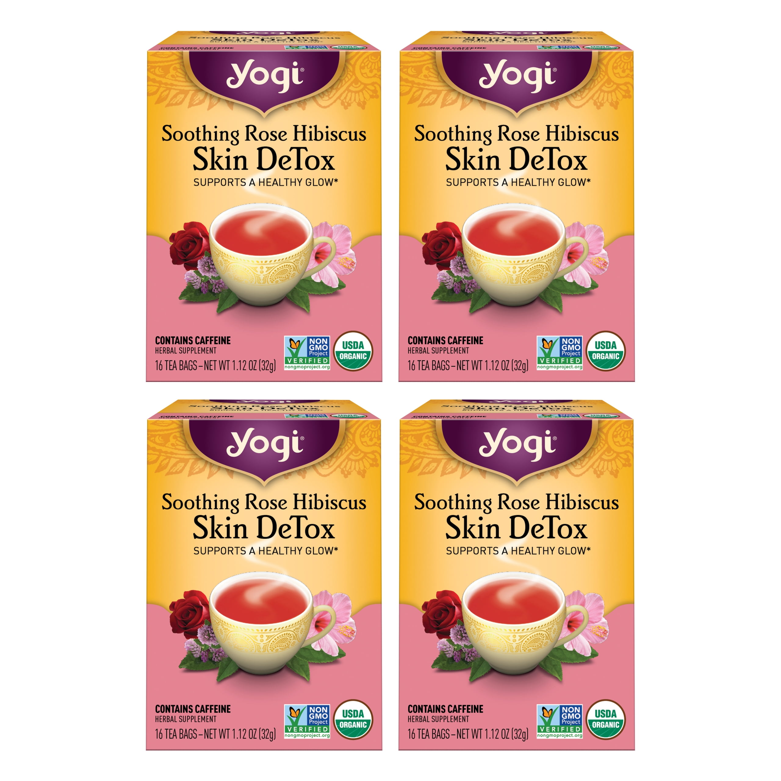 Yogi Tea Soothing Rose Hibiscus Skin DeTox with Dandelion Root ...