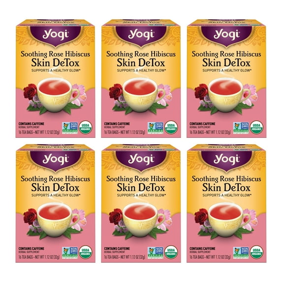 Yogi Skin DeTox Tea with Rose Hibiscus and Green Tea Supports Skin Glow ...