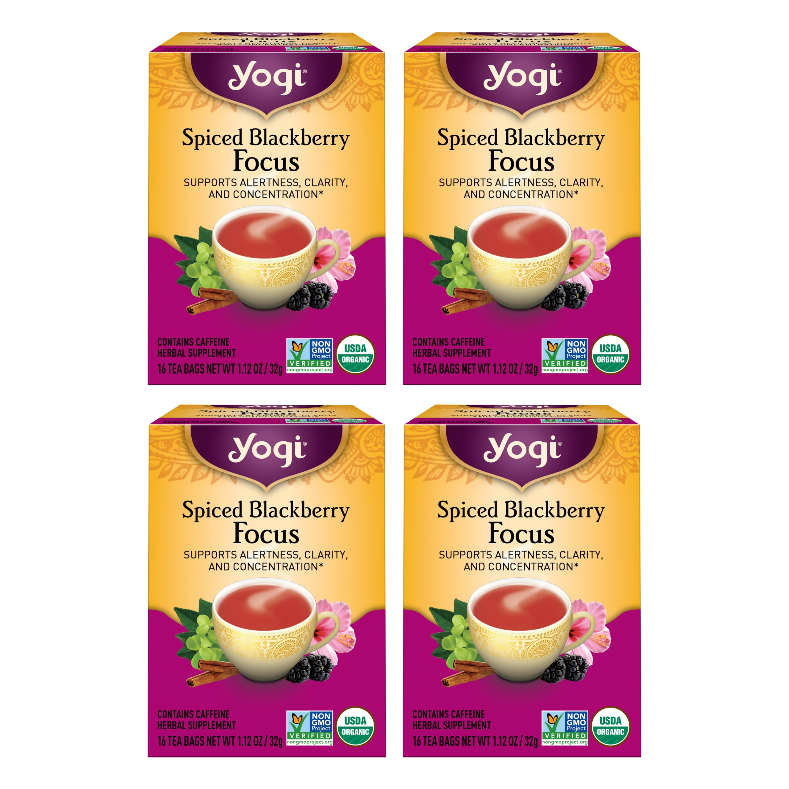 Yogi Spiced Blackberry Focus Tea Black Tea with Ginger Cinnamon ...