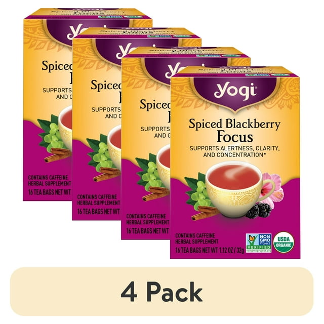 (4 pack) Yogi Tea Spiced Blackberry Focus, Contains-Caffeine Black Tea ...