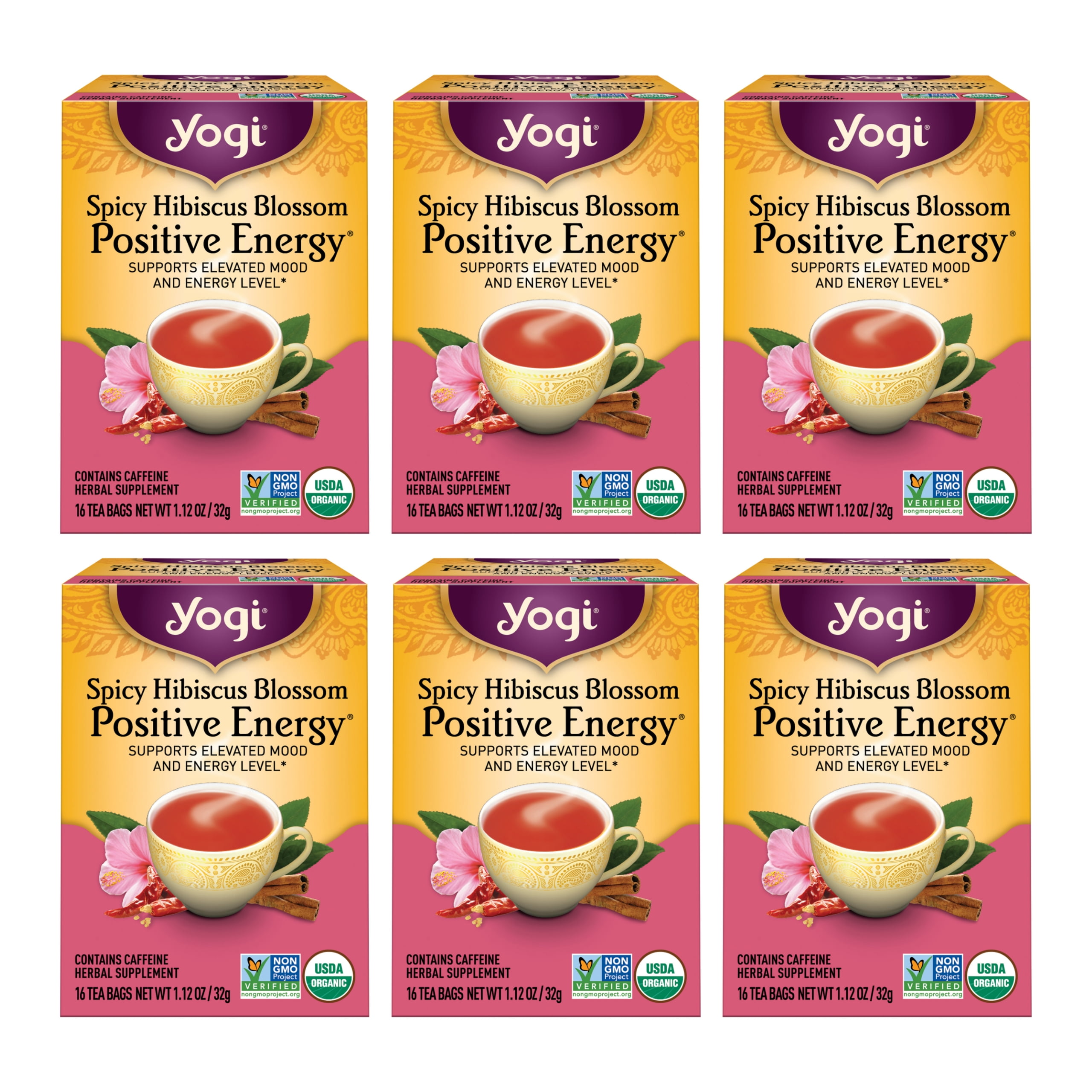 Organic Yogi Tea - Positive Energy Spicy Hibiscus Blossom (6 Pack ...