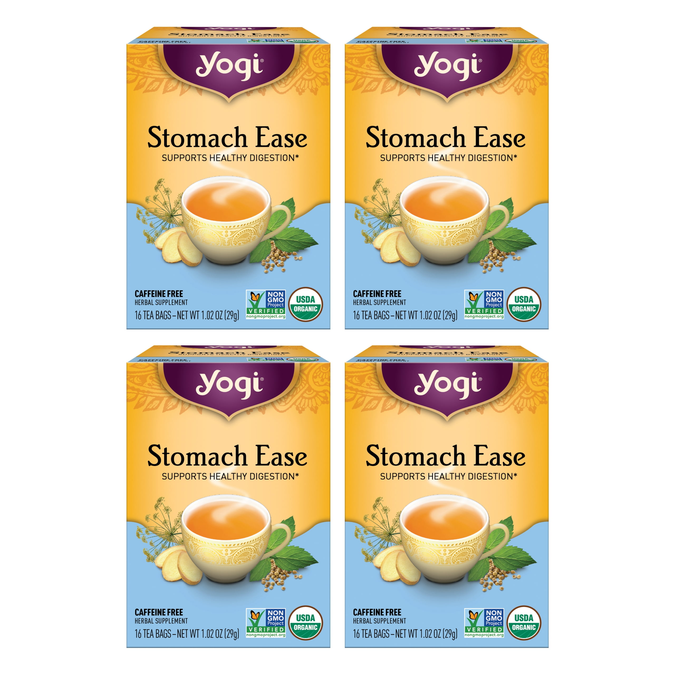 Yogi Organic Herbal Tea, Stomach Ease & Digestive Relief, Peppermint ...