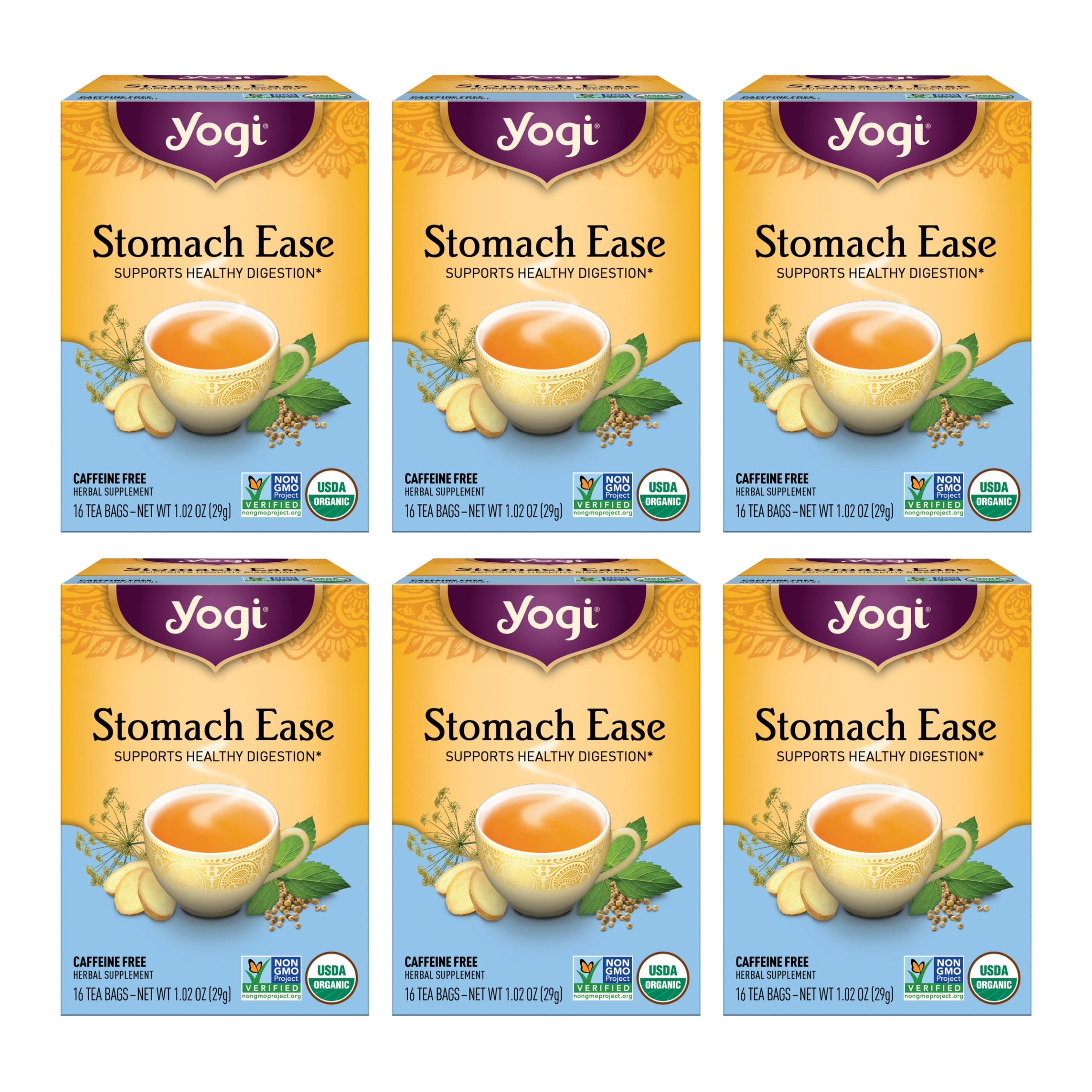 Yogi Tea Stomach Ease, Organic Herbal Tea, Soothing for Tummy & Upset ...