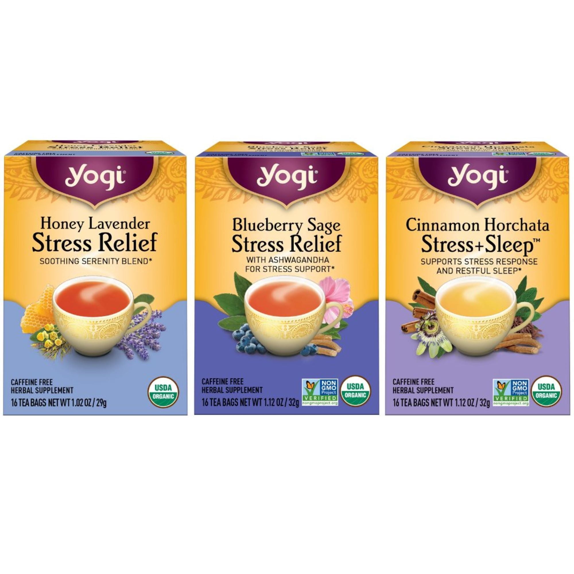 Yogi Herbal Tea Stress Relief and Sleep Variety Pack with Cinnamon ...