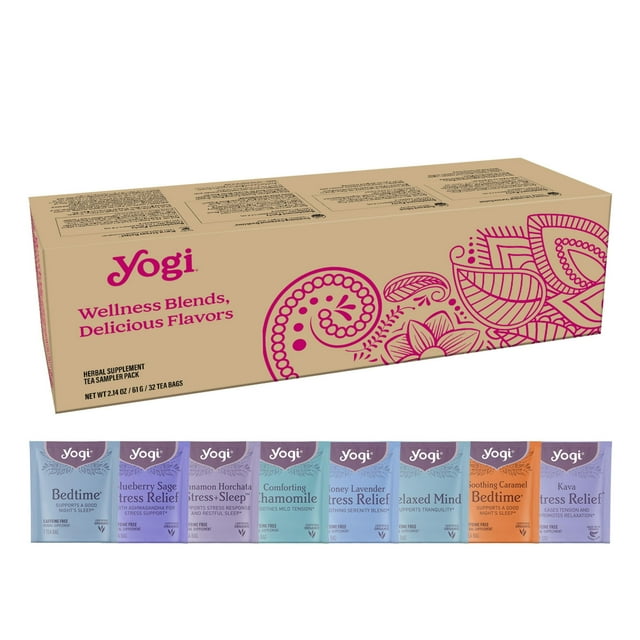 Yogi Tea Stress & Sleep Sampler Box - 8 Favorite Herbal Teas (32 Tea ...