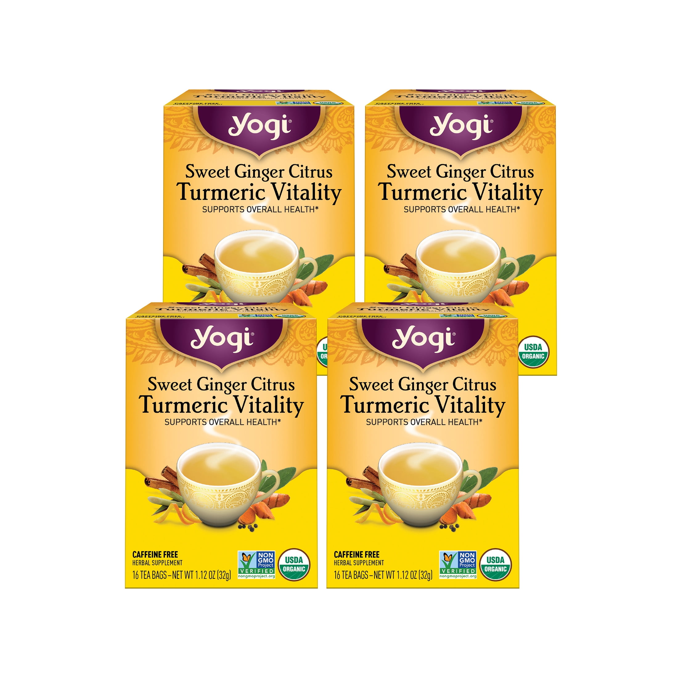 Yogi Tea Sweet Ginger Citrus Turmeric Vitality, Wellness Tea Bags, 4 ...