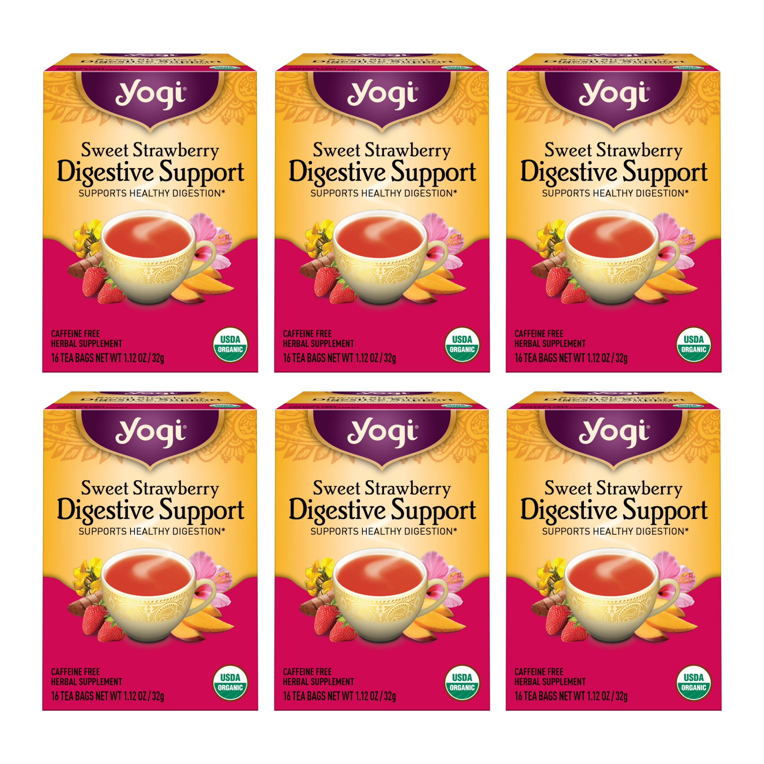 Yogi Tea, Sweet Strawberry Digestive Support, Organic Turmeric Tea Bags ...