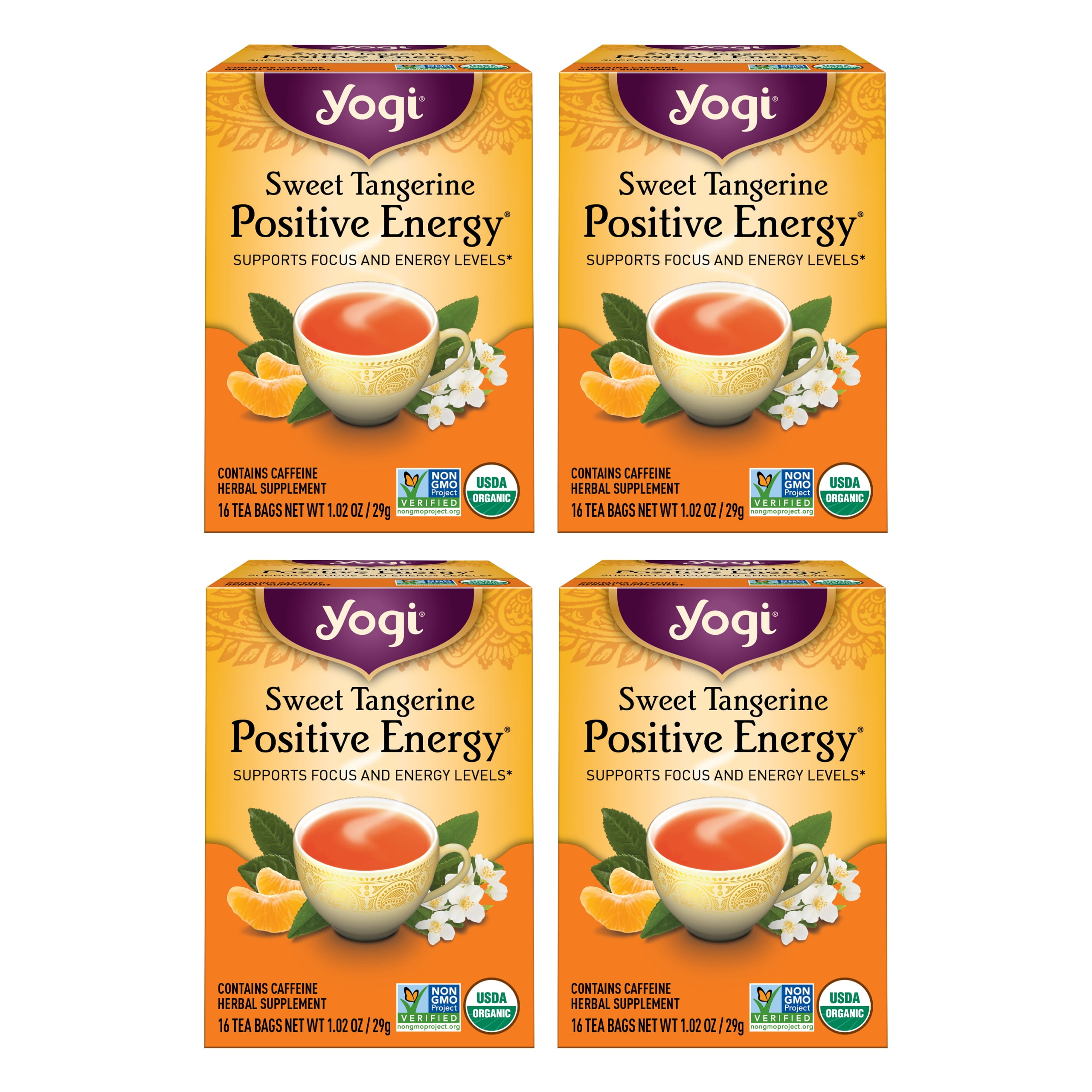 Yogi Organic Black Tea Bags, Sweet Tangerine Positive Energy with ...