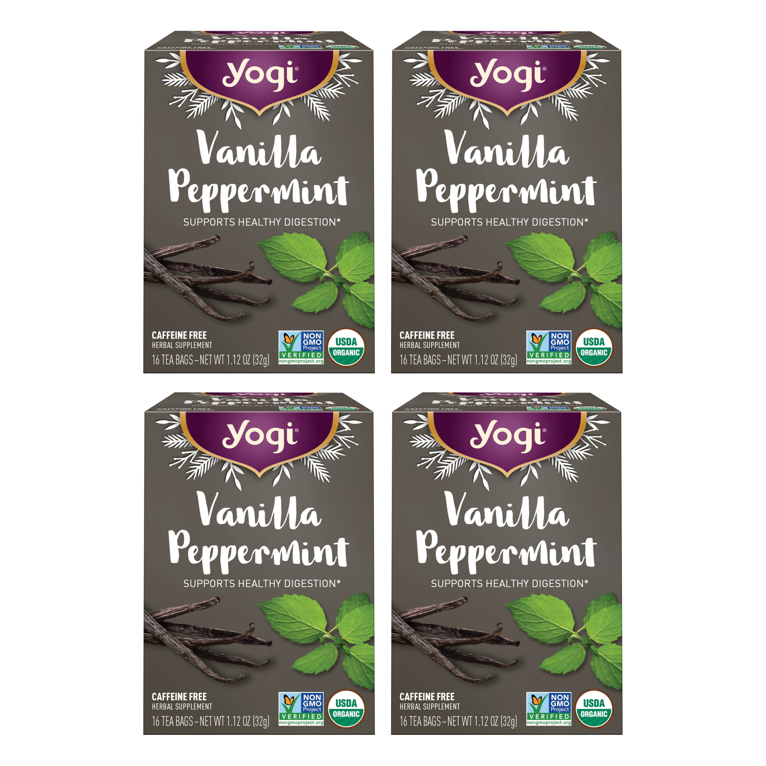 Yogi Tea Soothing Vanilla Peppermint & Spearmint, Caffeine-Free Herbal ...