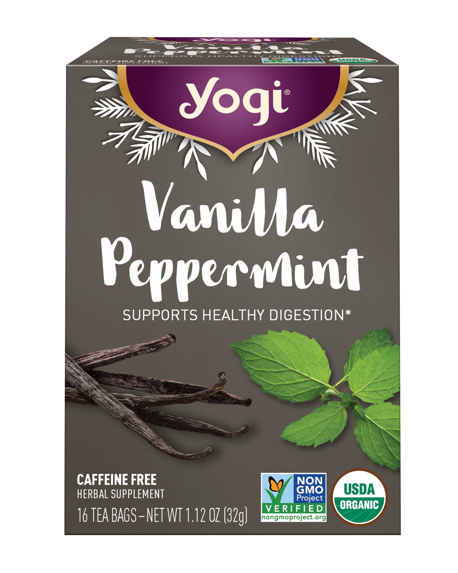 Yogi Tea Organic Herbal Decaffeinated Vanilla Peppermint & Spearmint ...