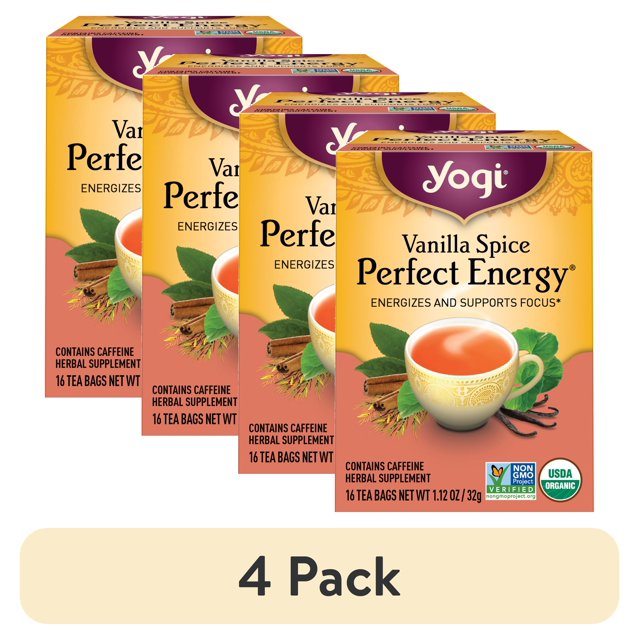 (4 pack) Yogi Tea Vanilla Spice Perfect Energy, Organic Black Tea Bags ...