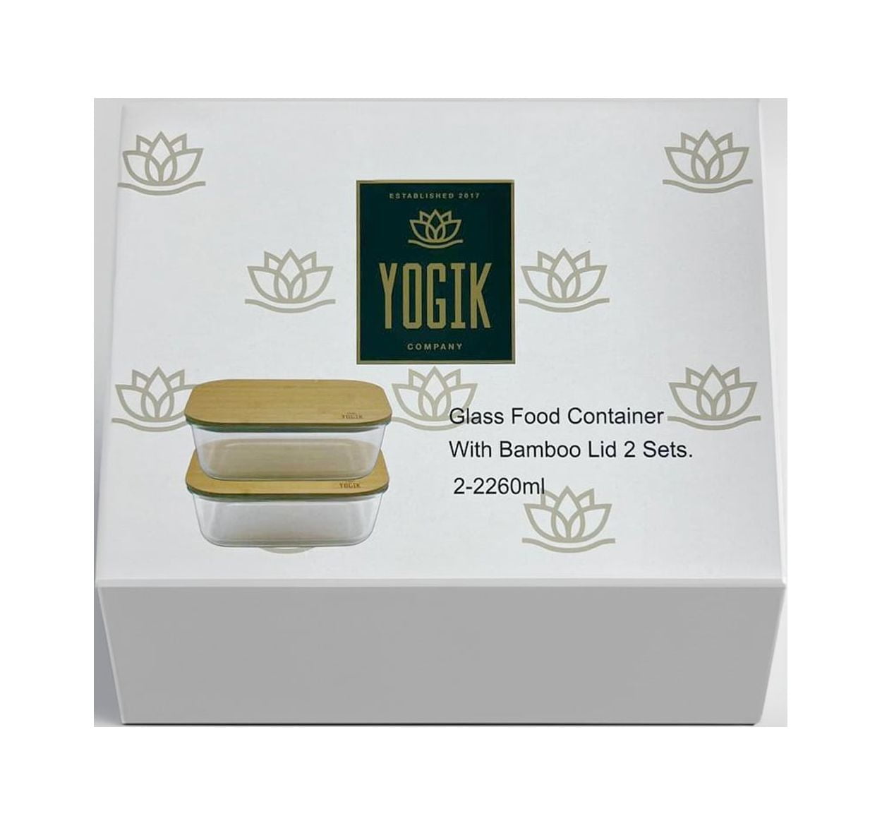 YogiK Set of 2 Rectangular High Borosilicate Glass Food Storage ...
