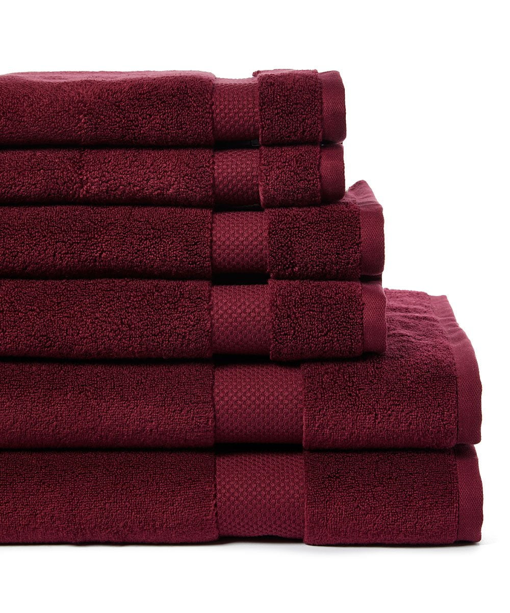 Yogik Premium 100% Cotton Towel Zero Twist 600GSM Set of 6 - Burgundy ...