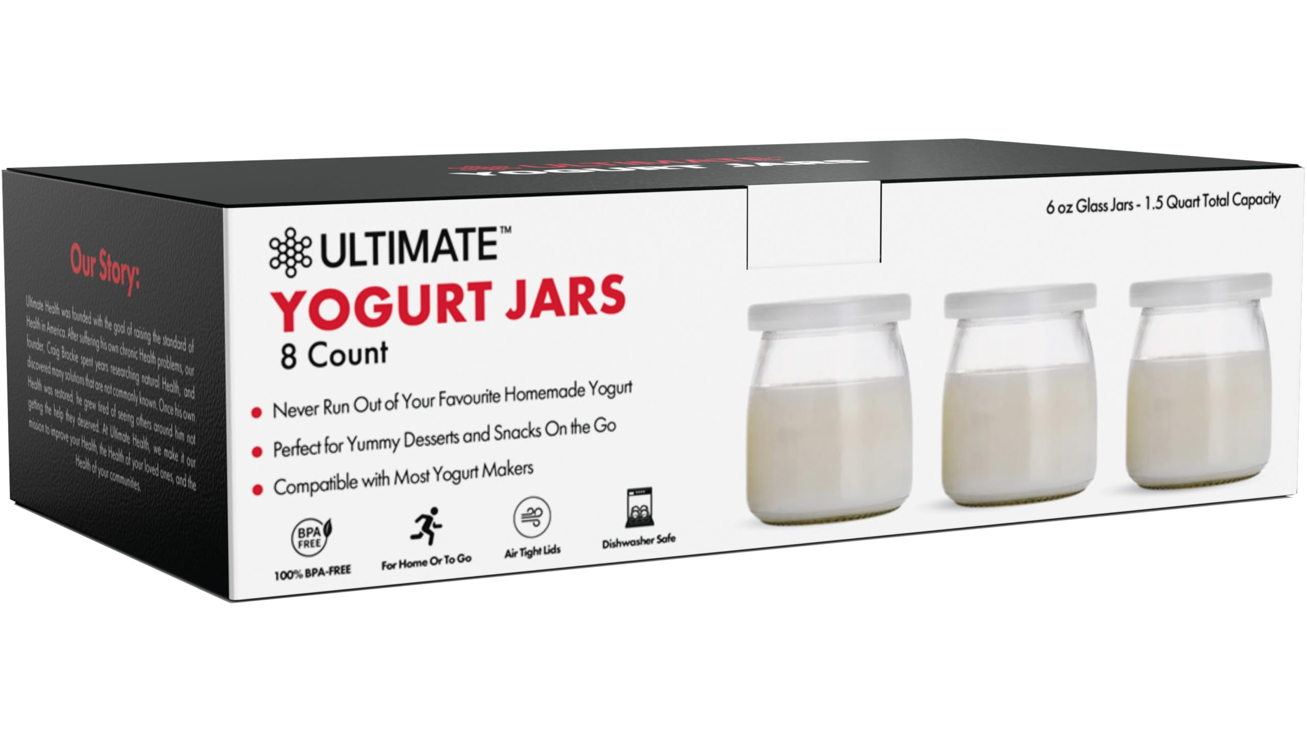 Yogurt Jars - Make More Delicious Yoghurt! 8 Count Small Glass Yogurt ...