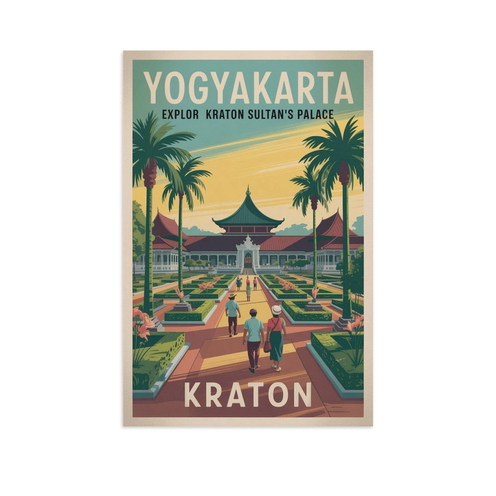 Yogyakarta Explore Kraton Sultan Palace Vintage Travel Poster Retro ...