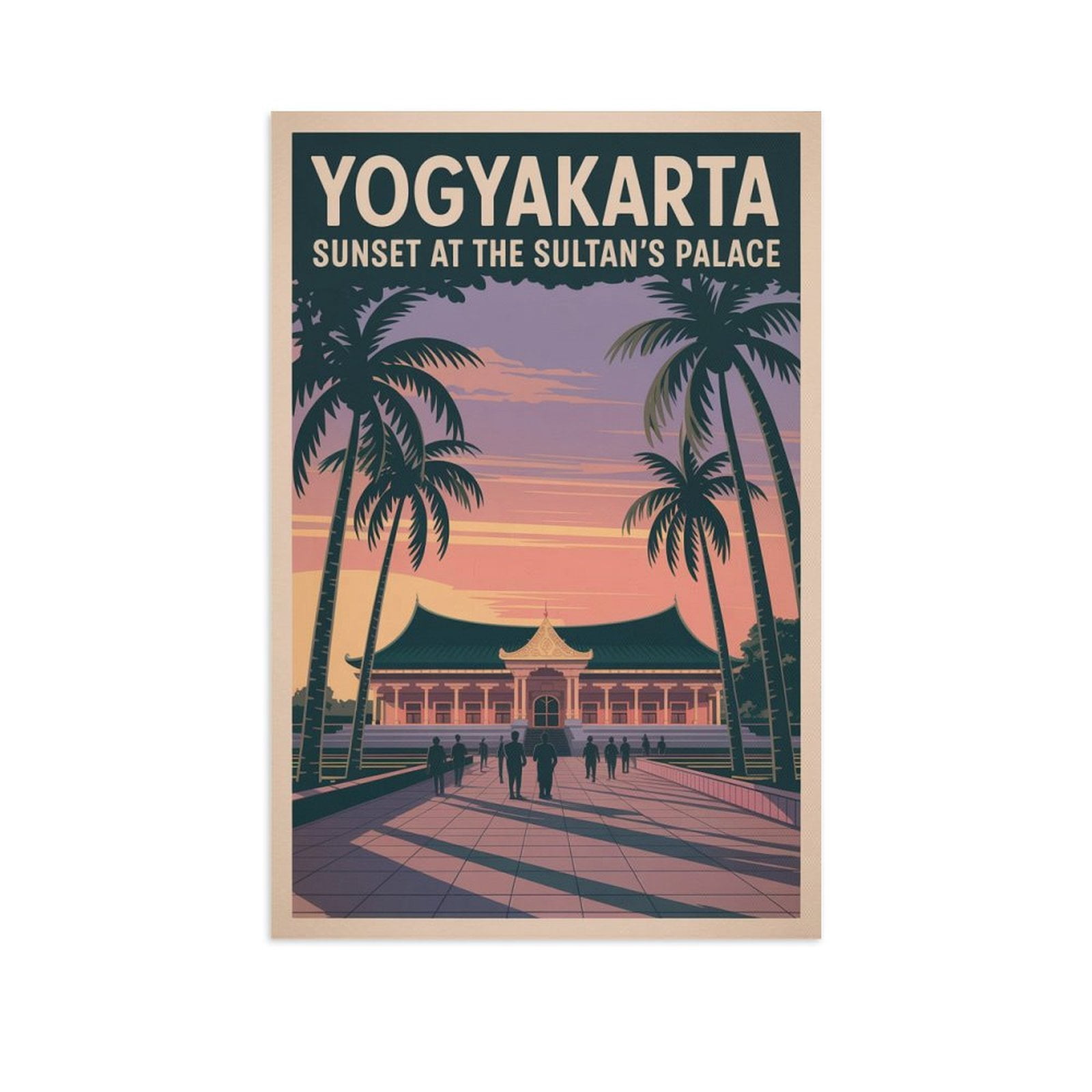 Yogyakarta Sunset Sultan Palace Kraton Vintage Travel Poster Retro ...