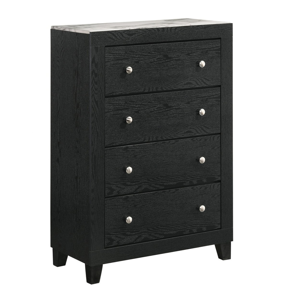 Yoh 47 Inch Tall 4 Drawer Dresser Chest with Marble Top, Metal Knobs ...