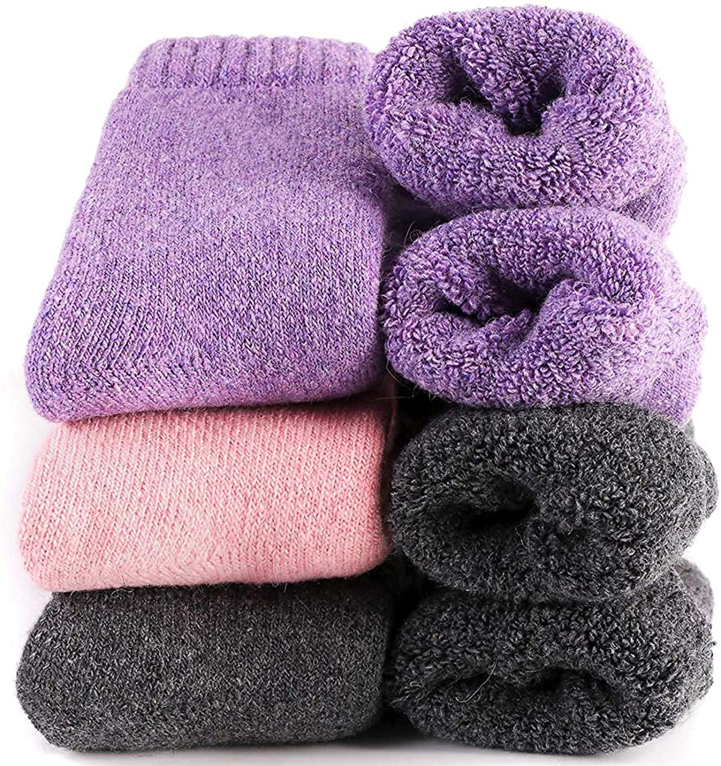 Yoicy Womens Extra Thick Wool Boot Crew Winter Socks (3 Pack),Plain ...