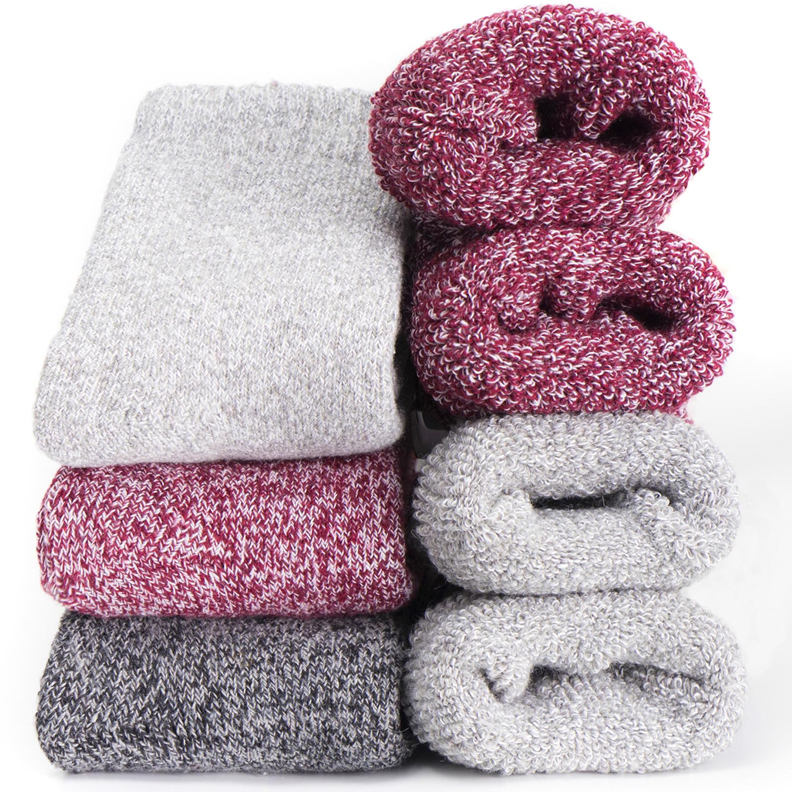 Yoicy Womens Extra Thick Wool Socks Winter Warm Crew Socks (Set of 3 ...