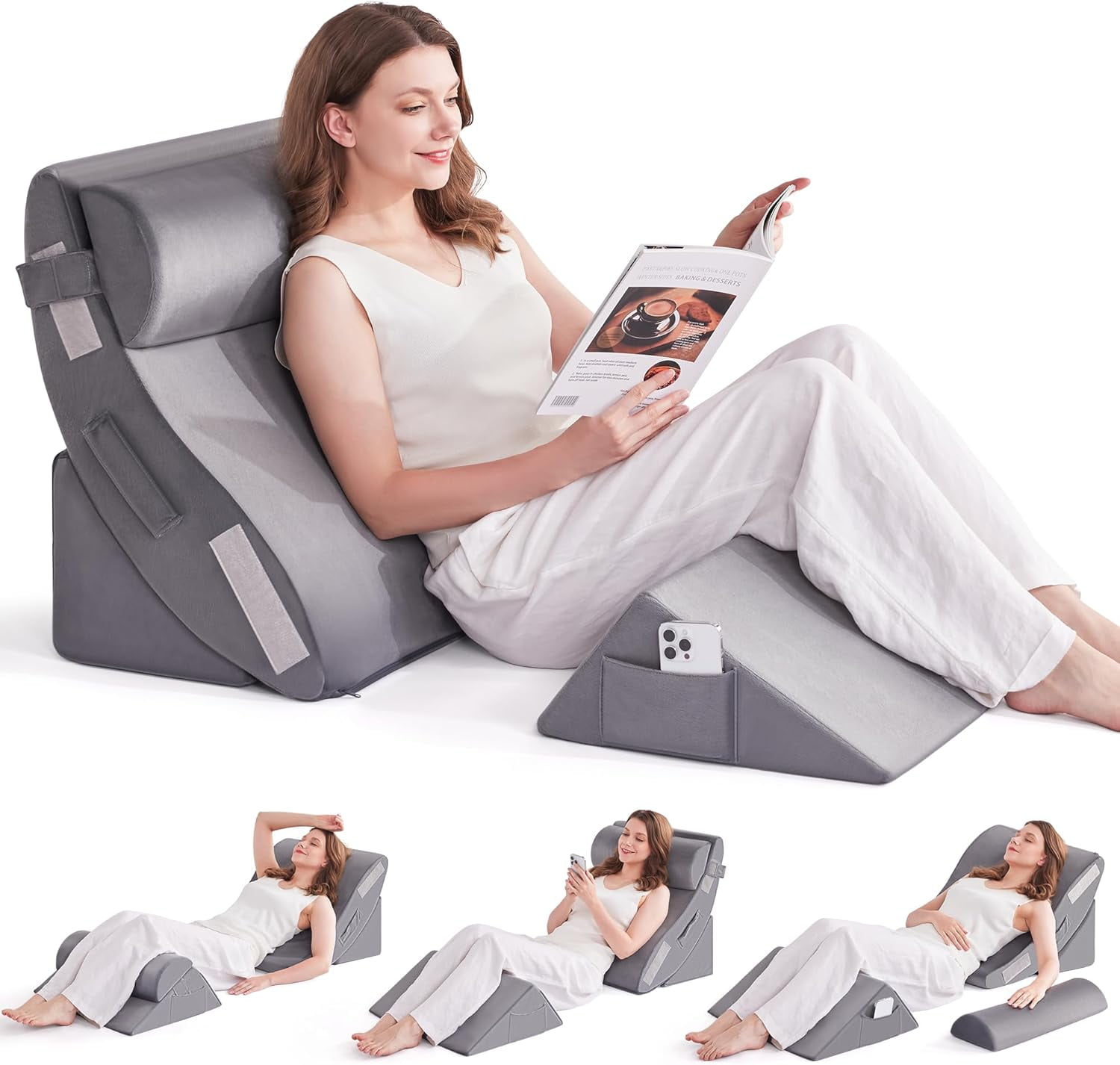 Yojoker 4pcs Orthopedic Bed Wedge Pillow Set for Sleeping - Wedge ...