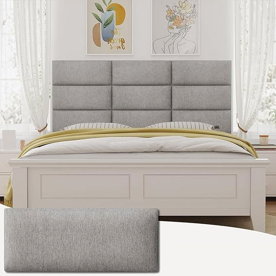 Yojoker Upholstered Wall Mounted Headboard, 3D Soundproof Wall Panels ...