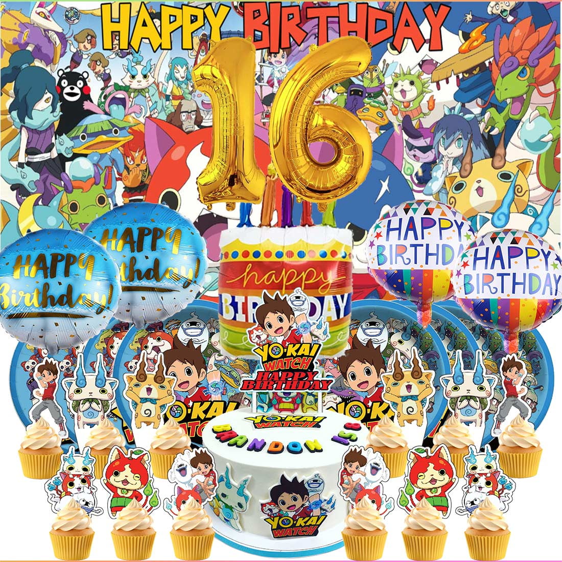 Yokai Watch 16th Tableware Balloons Cake Toppers Backdrop Banner ...