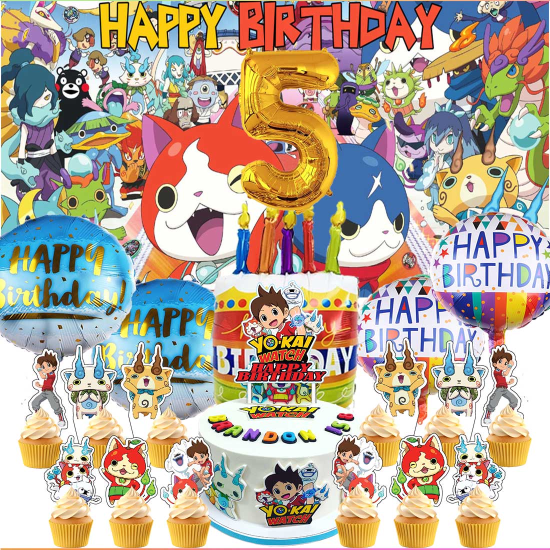 Yokai Watch Party Supplies Decor 5th Kit Balloons Birthday Cake Topper ...