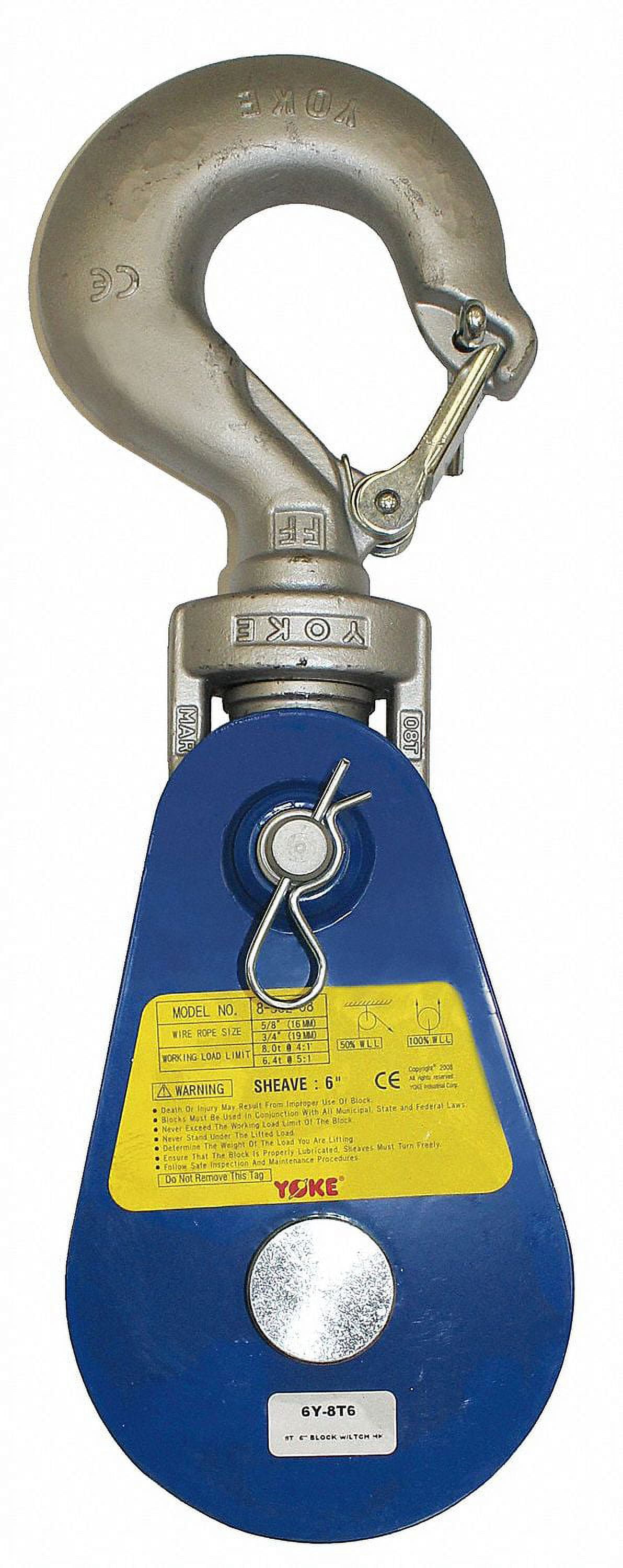 Yoke Snatch Block,Swivel Hook,16,000 lb. 6Y-8T8 - Walmart.com