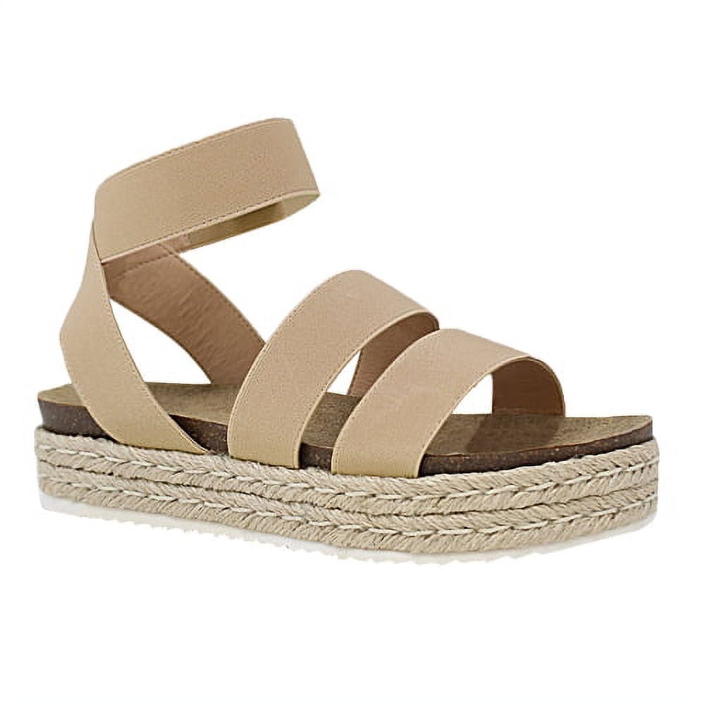 YOKI CHIARA-10 Women's Elastic Strappy Platform Espadrille Sandal With ...
