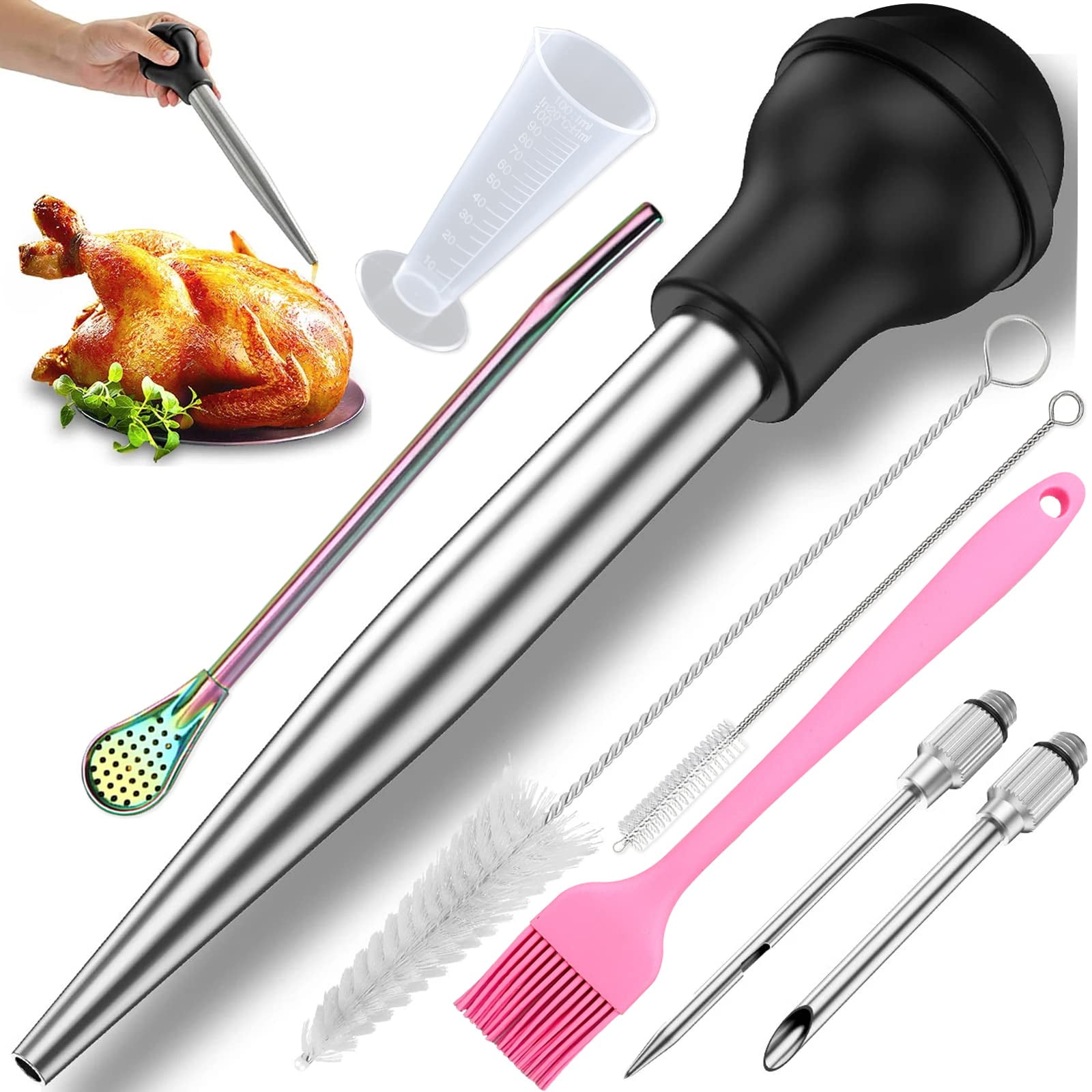 Yoki Peony Turkey Baster DHF10 Syringe Turkey Injector Cooking Seasoning Pump Commercial Grade ...