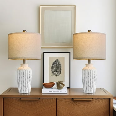 Oneach 3 Way Dimmable White Table Lamp Set of 2 with USBC+A, 19 ...