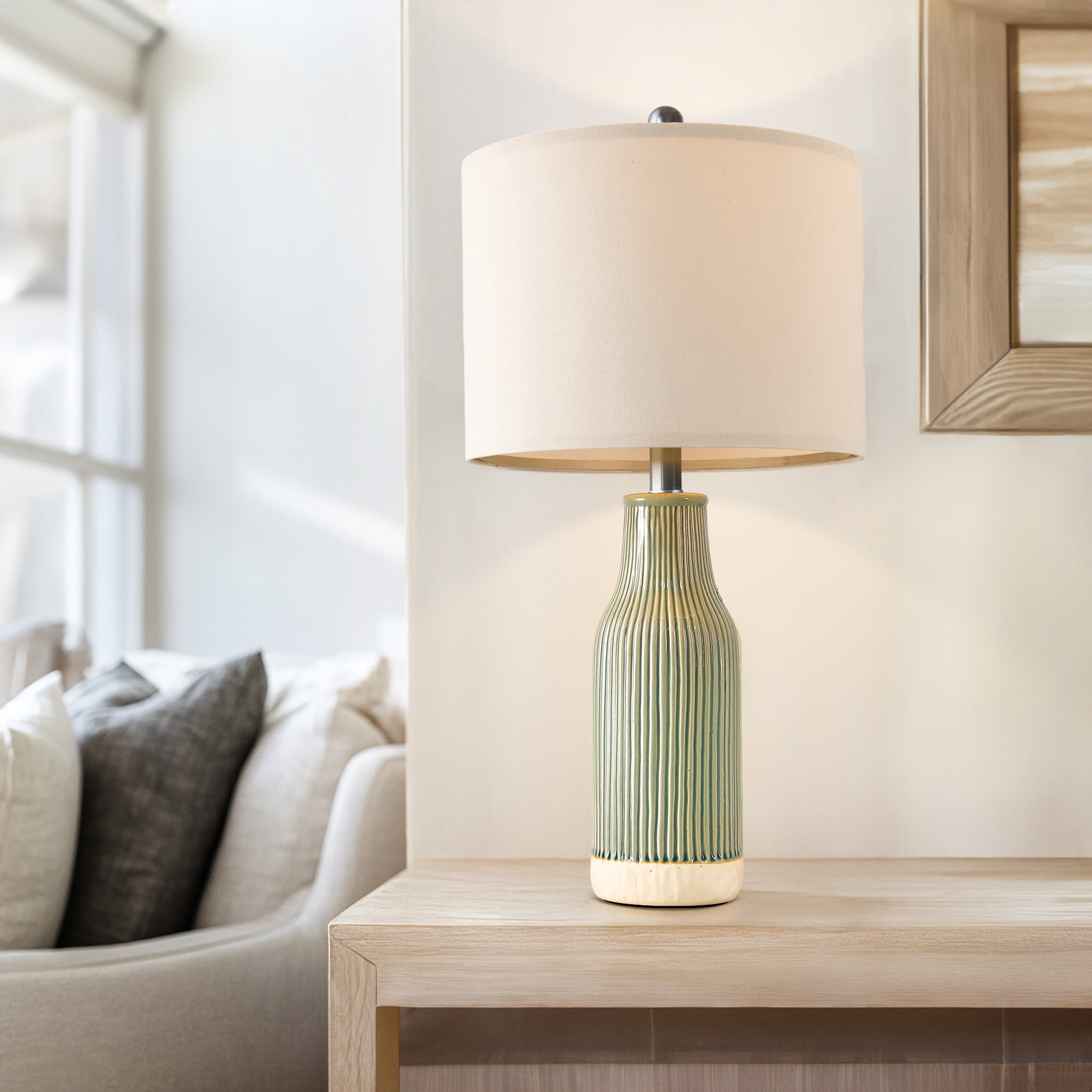 Yokila 23.75" Green Modern Table Lamp for Bedroom Living room Ceramic ...