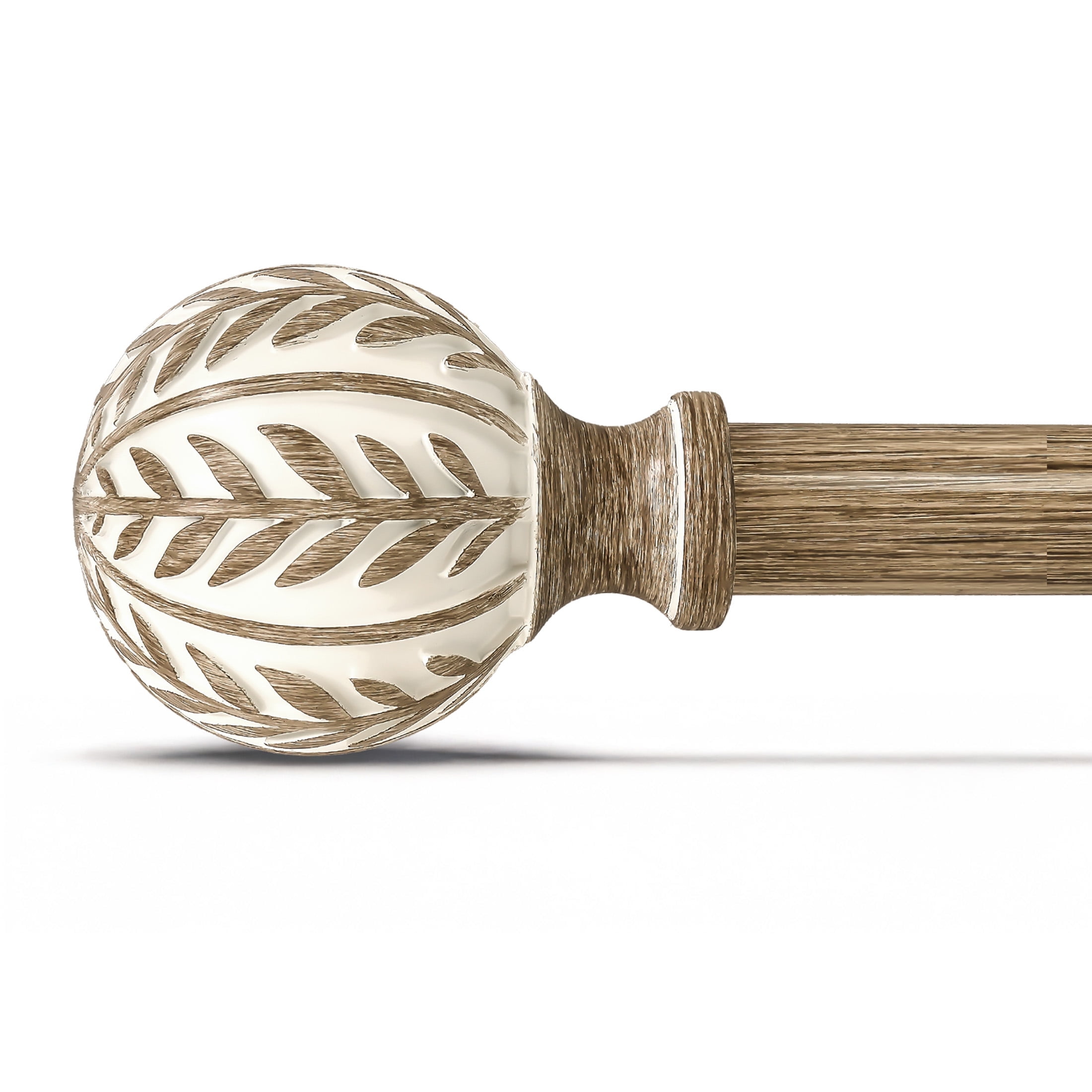 Yokila Farmhouse White And Brown Curtain Rods for Windows 36 to 88 ...