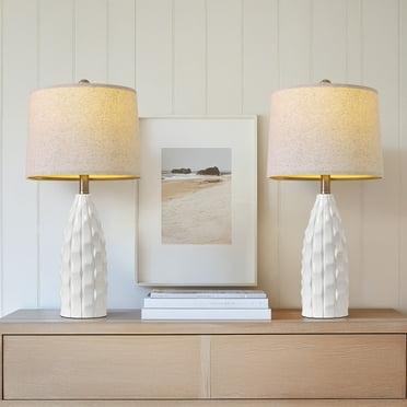 Yokila White Ceramic Table Lamps Set of 2 for Living Room Bedroom 23.25 ...