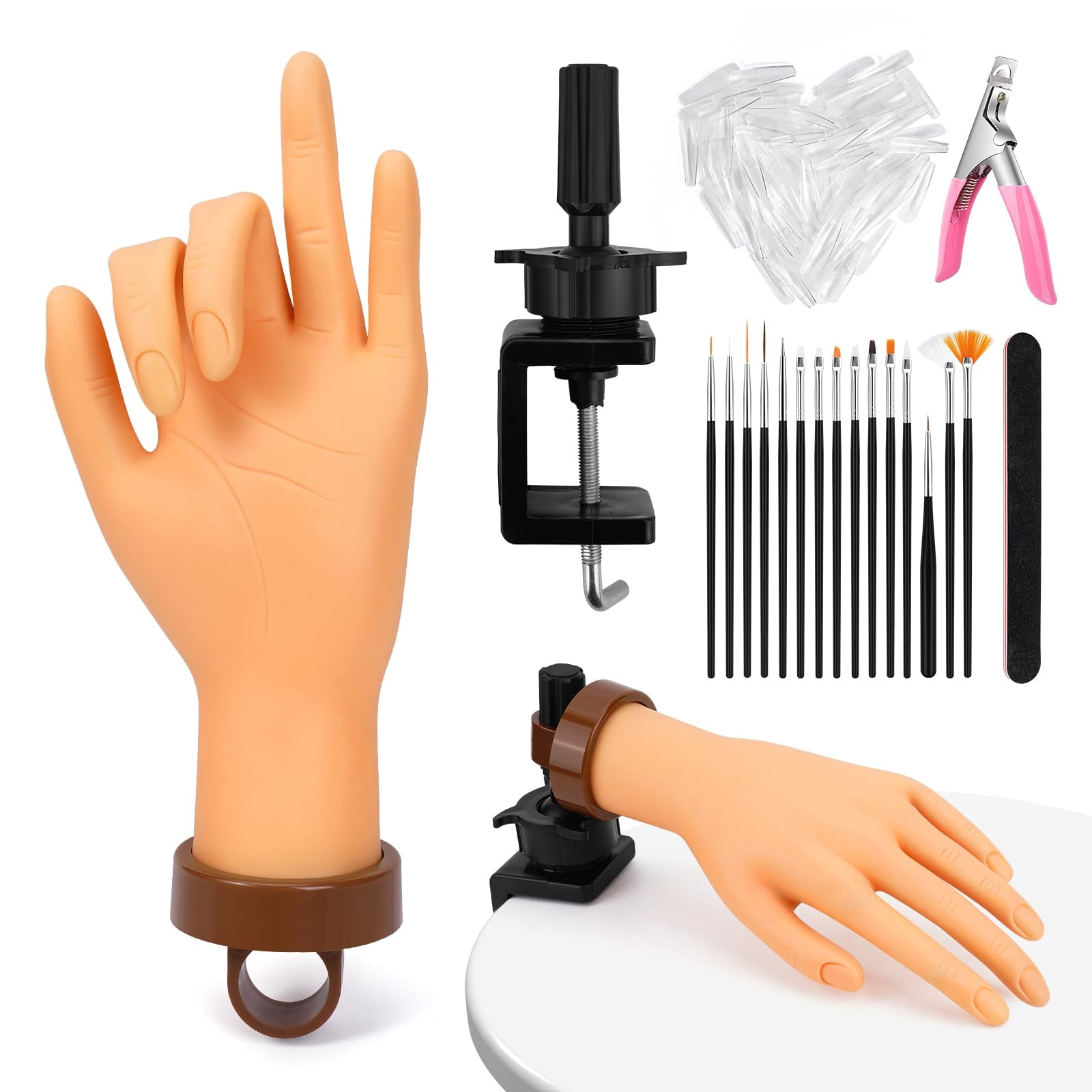 Yokilly Practice Hand for Acrylic Nails, Bendable Soft Nail Practice ...