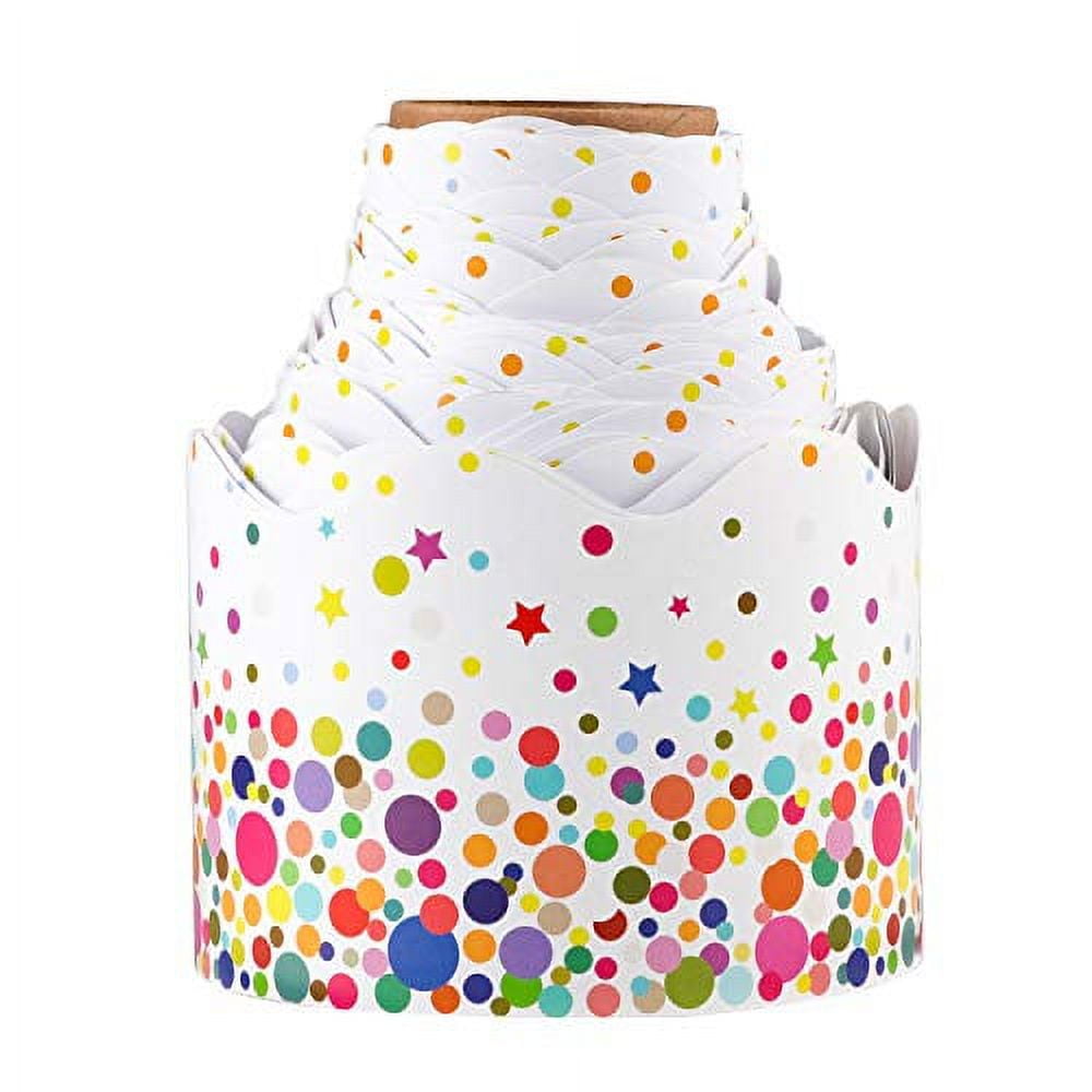 Yoklili 64" Confetti Bulletin Board Border Rolled Scalloped Classroom ...