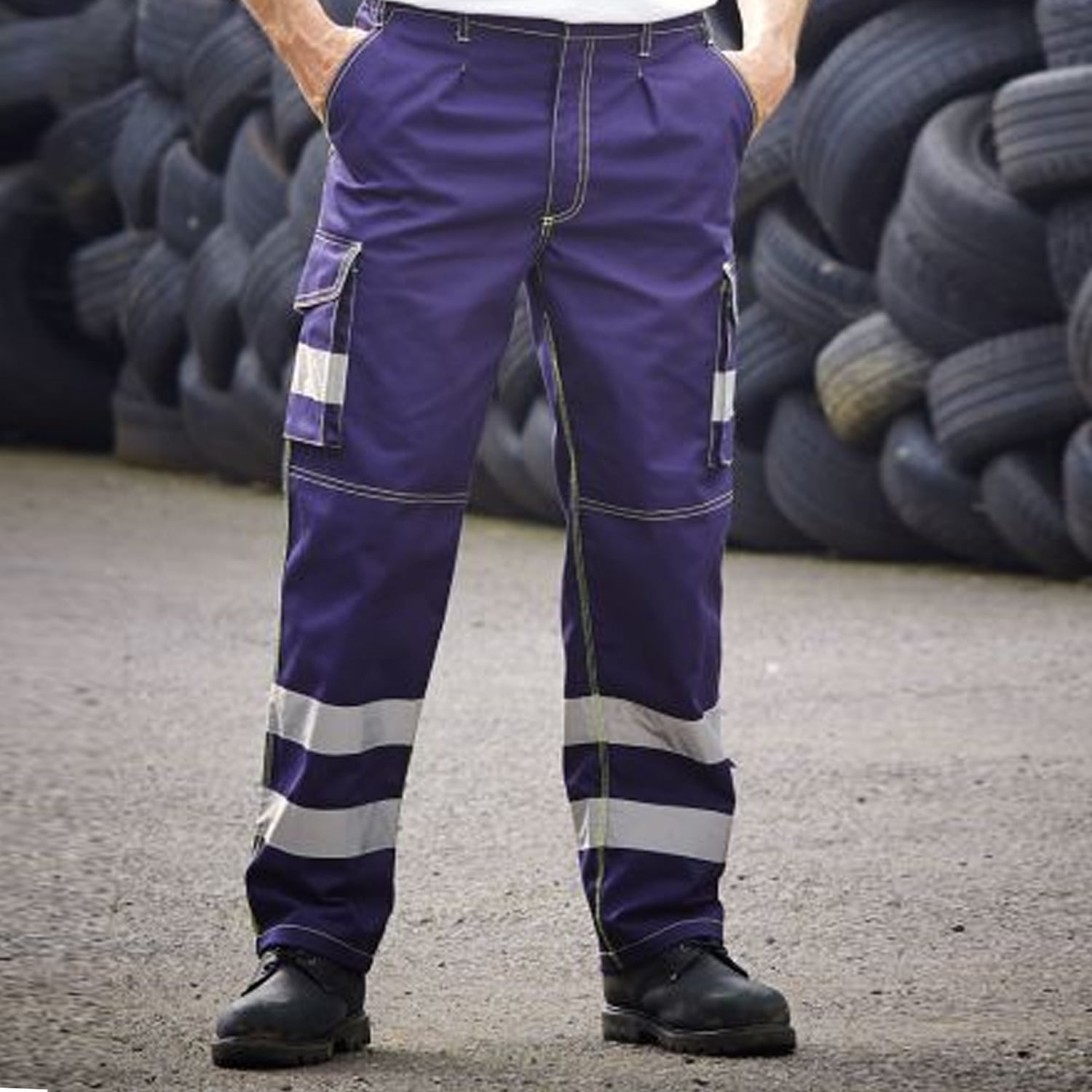 Yoko Mens Hi Vis Polycotton Cargo Pants With Knee Pad Pockets - Walmart.com