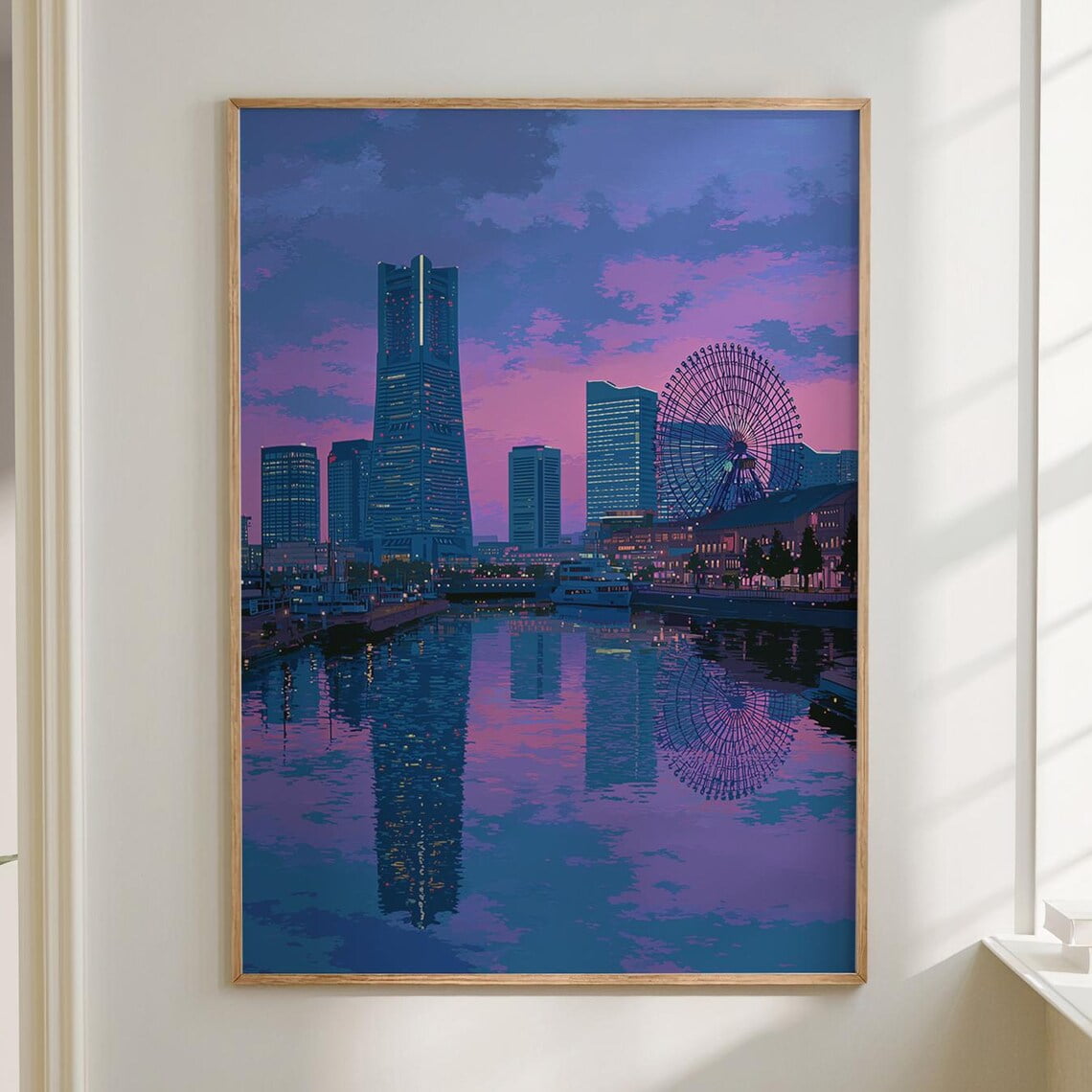 Yokohama Minato Mirai Cityscape Japan Landscape Painting Vacation Print ...