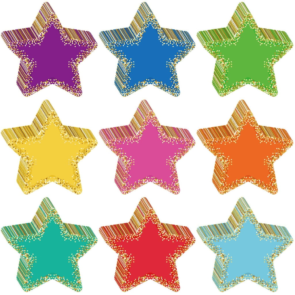 Yokua 108Pcs Star Paper Cutouts 5.5Inch Assorted Color Star Die Cut for ...