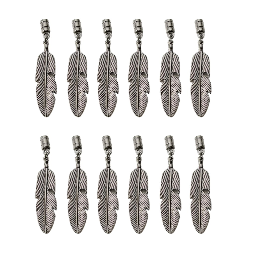 Yokua 1Pc/12Pcs Antique Feather End Cap Bangle Bracelet Charm DIY Bolo ...