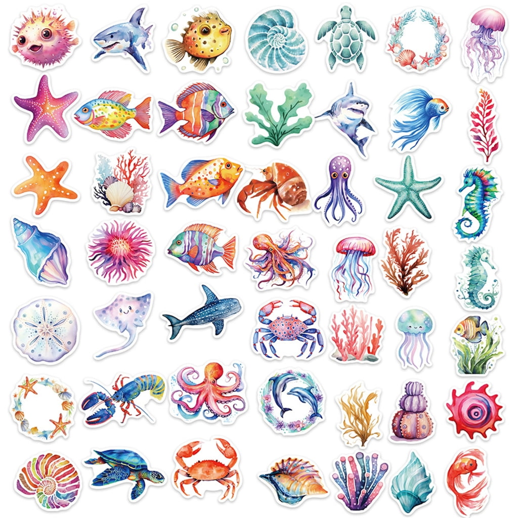 Yokua 200x/Set Sea Animal Stickers Ocean Stickers Sea Animal Decals ...