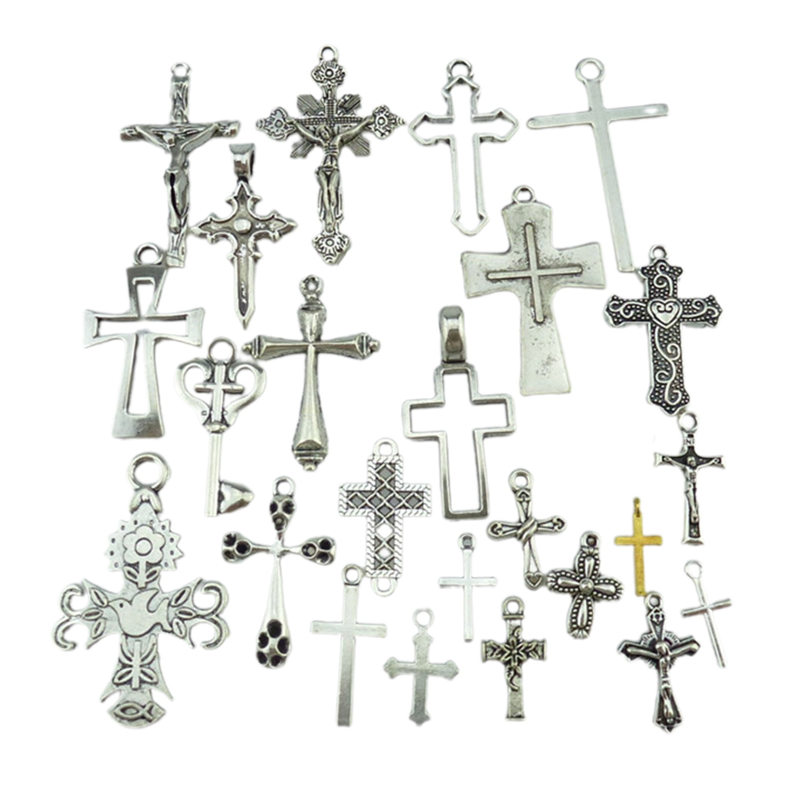 Yokua 25Piece Class Crucifix Pendant Choker Making Props Silver Golden ...