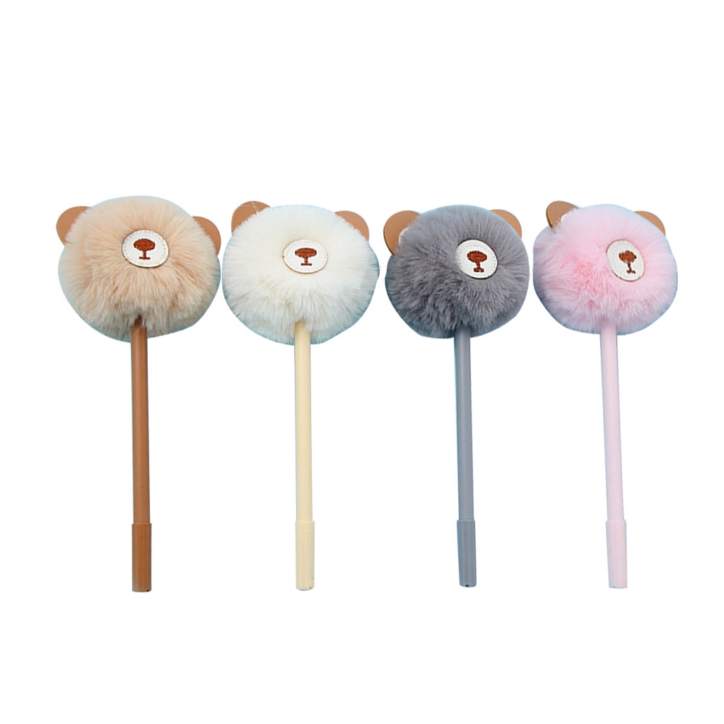 Yokua 4 Pcs Cute Plush Bear Gel Pen Refillable Gel Pen 0.5mm Refill for ...