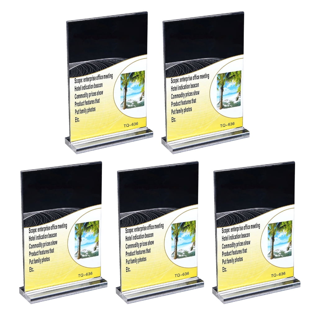 Yokua 5 Pcs Acrylic Sign Holder Tabletop Display Stand T-Shape Desktop ...