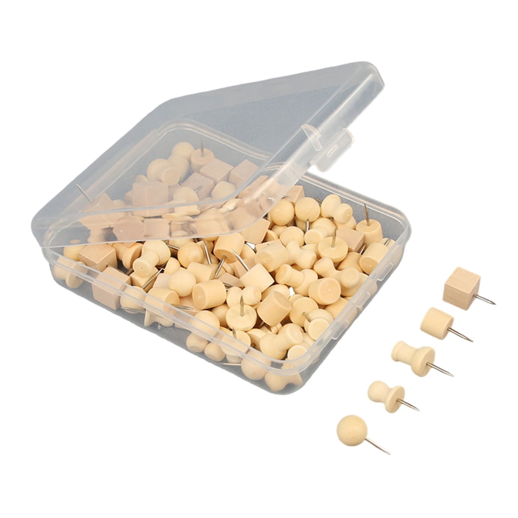 Yokua 8/12/20/25Pcs 5 Types Wooden Push Pins Cork Board Decorative ...